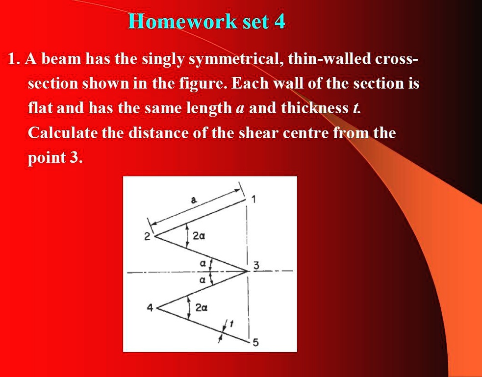 SOLVED: Homework set 4 1.A beam has the singly symmetrical, thin-walled ...