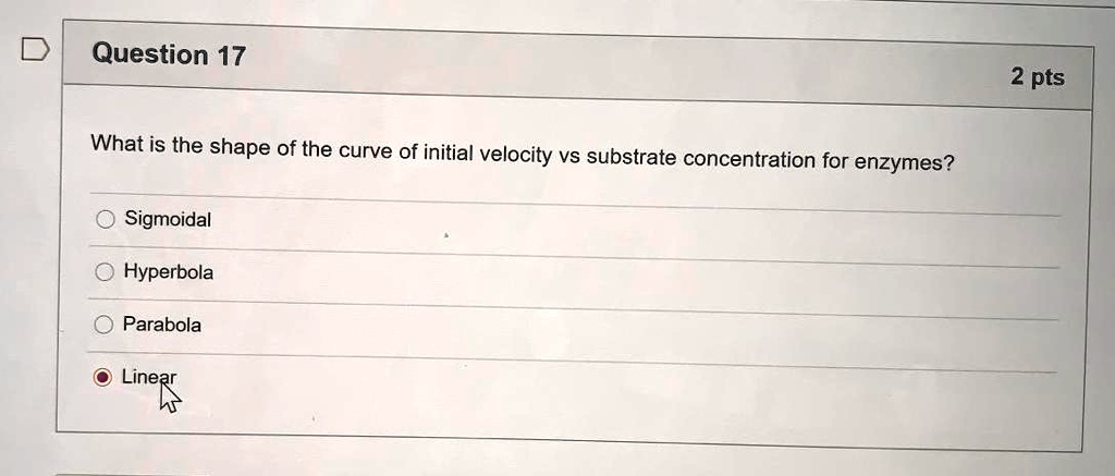 SOLVED: Question 17 2 pts What is the shape of the curve of initial ...