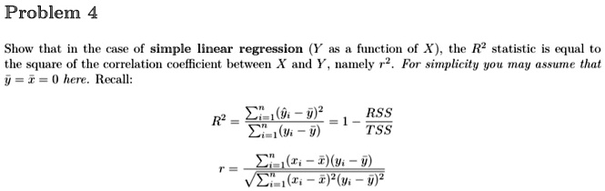 SOLVED: Show that in the case of simple linear regression function of X ...