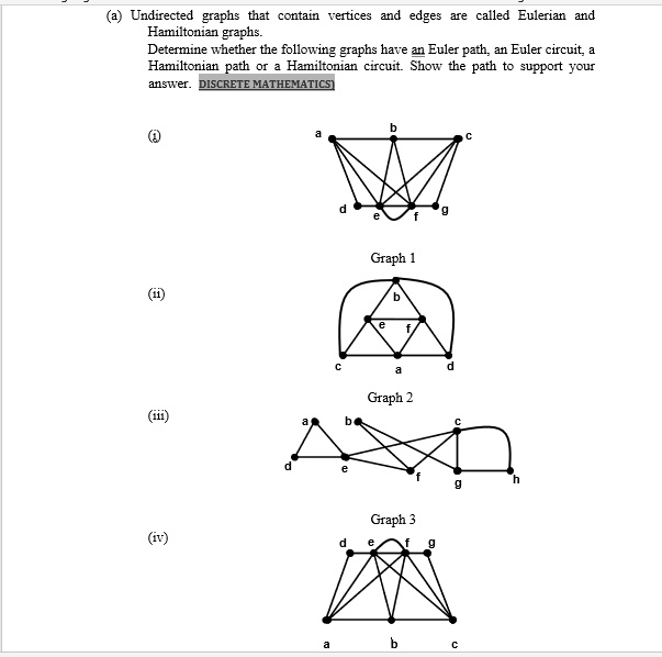 SOLVED: (a) Undirected graphs that contain vertices and edges are ... SOLVED: (a) Undirected graphs that contain vertices and edges are ...