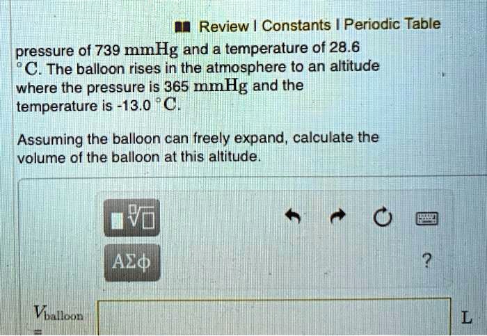 SOLVED: Review | Constants Periodic Table pressure of 739 mmHg and a temperature of 28.6 C. The ...
