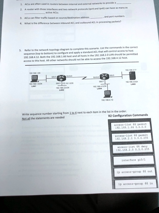 SOLVED: Active ACLs. ACLs can filter traffic based on source/destination address and port ...