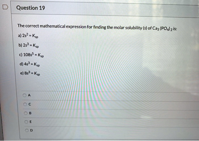 SOLVED: The correct mathematical expression for finding the molar ...