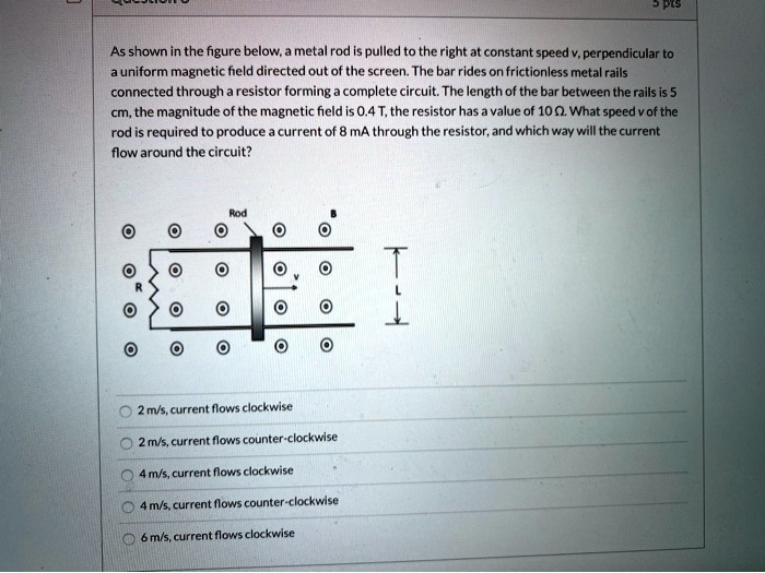 SOLVED: As shown in the figure below: metal rod is pulled to theright at constant speed ...