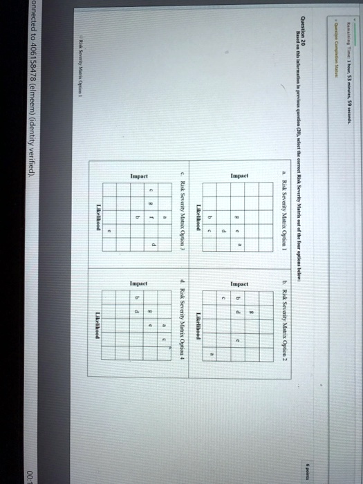 SOLVED: Remaining Time: 1 hour, 53 minutes Risk Severity Matrix Option ...