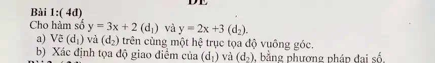 Solved BÃ I 1 Cho HÃ M Sá‘ Y 3x 2 Ä‘1 VÃ Y 2x 3 Ä‘2 A