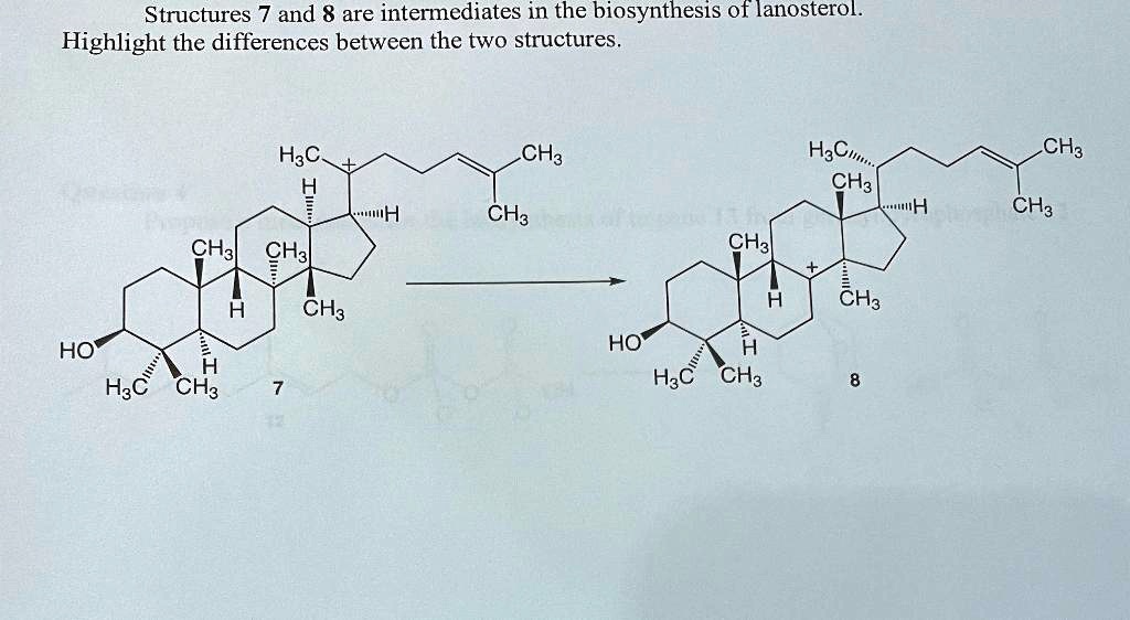 Structures 7 and 8 are intermediates in the biosynthesis of lanosterol ...