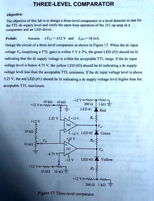 SOLVED: THREE-LEVEL COMPARATOR Objective: The objective of this lab is to design a three-level ...