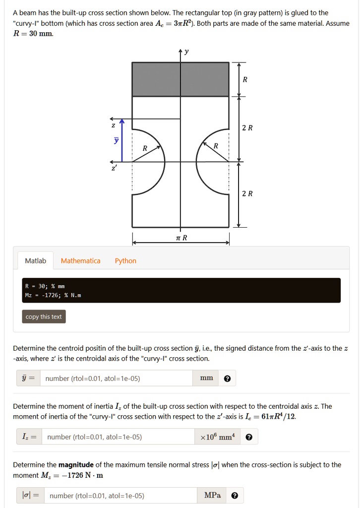 SOLVED: A beam has the built-up cross section shown below. The ...