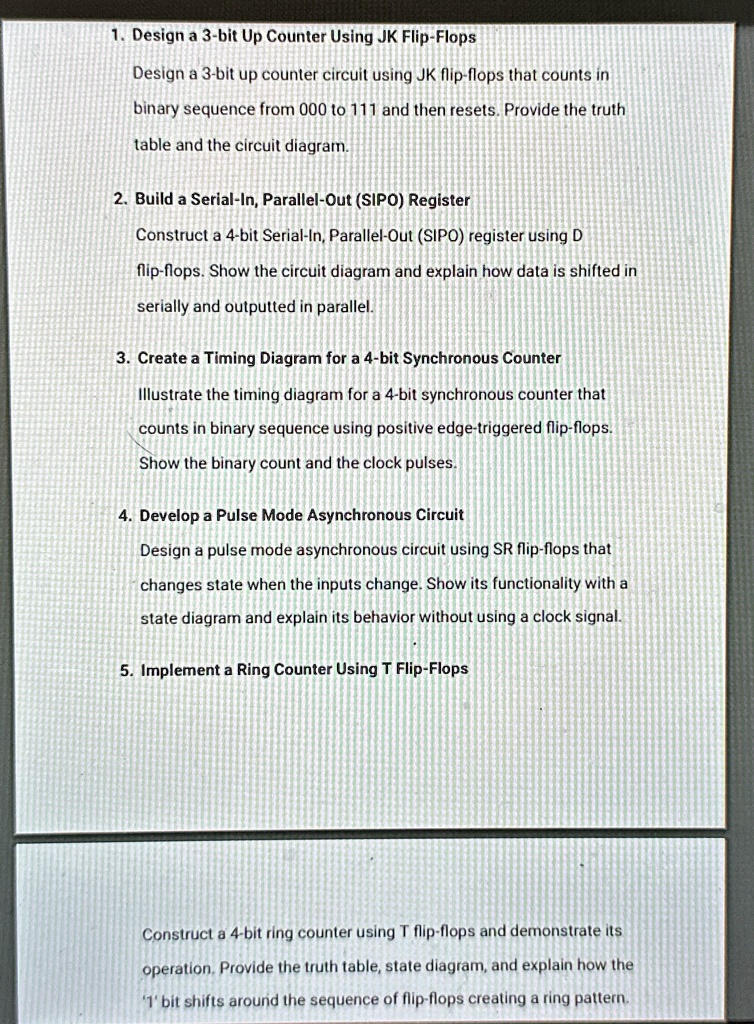 1 Design A 3 Bit Up Counter Using Jk Flip Flops Design A 3 Bit Up Counter Circuit Using Jk Flip