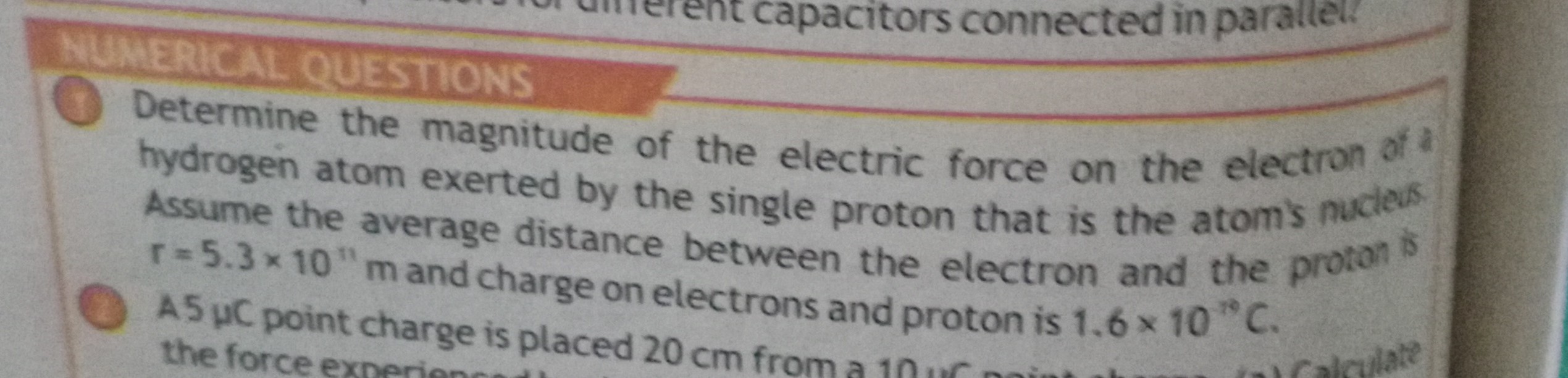SOLVED: Determine the magnitude of the electric force on the electron ...