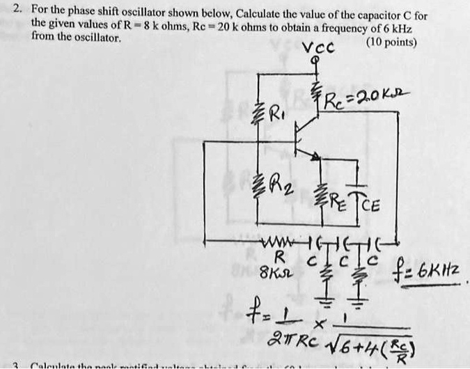 SOLVED: For the phase shift oscillator shown below, calculate the value of the capacitor C for ...