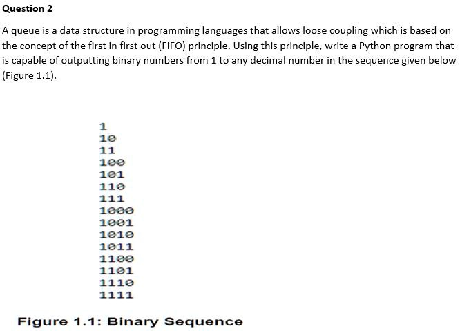 SOLVED: A queue is a data structure in programming languages that allows loose coupling, which ...