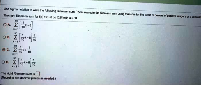 Use sigma notation to write the following Riemann sum. Then, evaluate the Riemann sum using ...