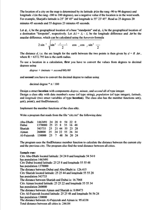 SOLVED: Title: C++ Program Language The location of a city on the map ...