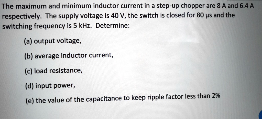 Solved Power Electronics The Maximum And Minimum Inductor Current