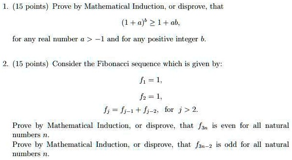 SOLVED: (15 points) Prove by Mathematical Induction: Disprove that (1 + 0) > 1 + ab, for any ...