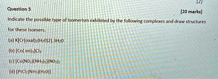 SOLVED: Texts: [2] Question 3 [20 marks] Indicate the possible type of ...