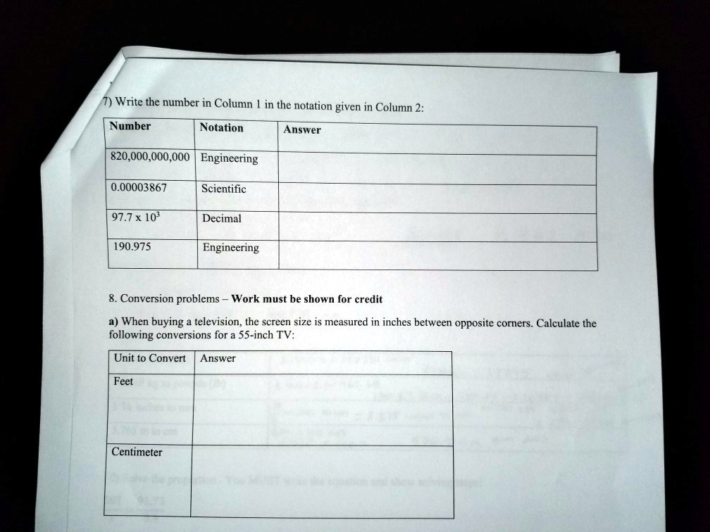 Solved Write The Number In Column In The Notation Given In Column 2 6057