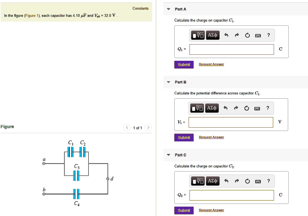 constants part a in the figure figure 1each capacitor has 410f and v320 v calculate the charge ...
