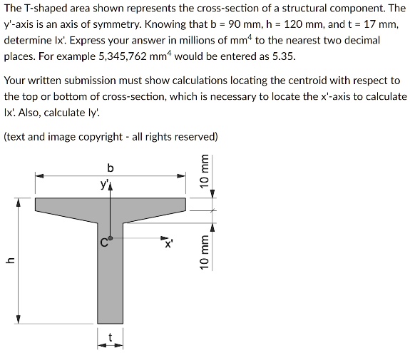 the t shaped area shown represents the cross section of structural ...