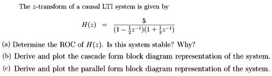 SOLVED: The z-transform of a causal LTI system is given by (a) Determine the ROC of H. Is this ...