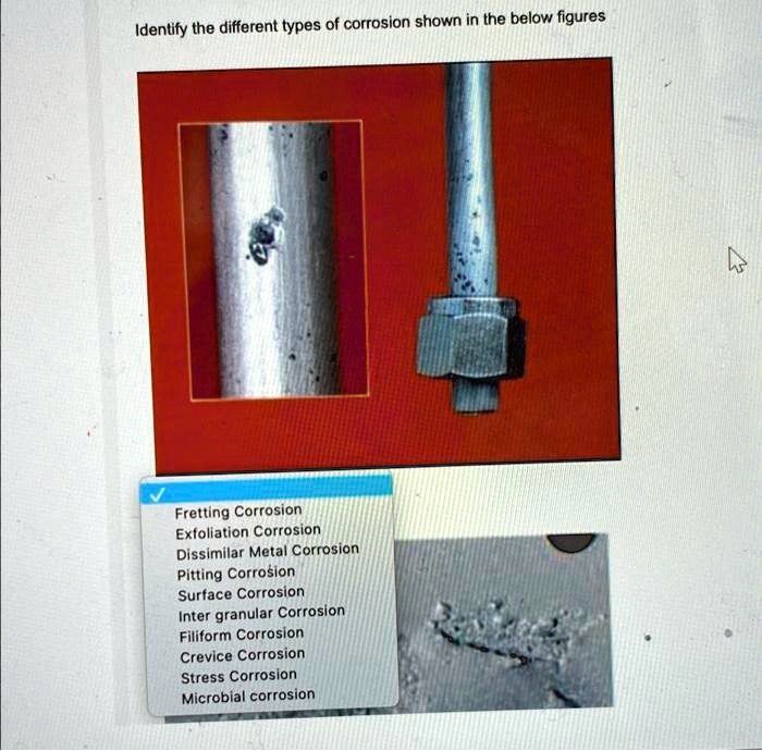 Identify the different types of corrosion shown in the below figures ...