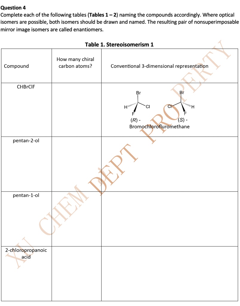 SOLVED: Text: Question 4: Complete each of the following tables (Tables ...