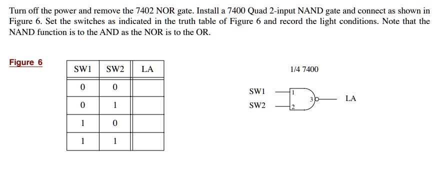 SOLVED: Build the NAND gate. Label the inputs and outputs. Turn off the power and remove the ...