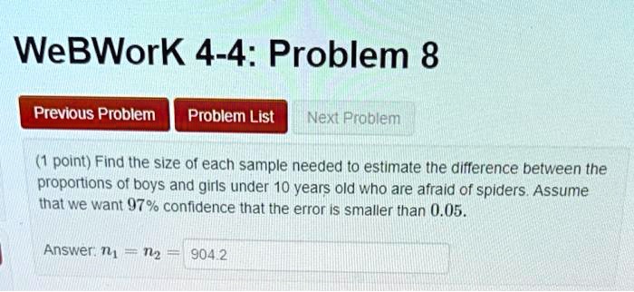 SOLVED:WeBWorK 4-4: Problem 8 Previous Problem Problem List INext Problem point) Find the size ...