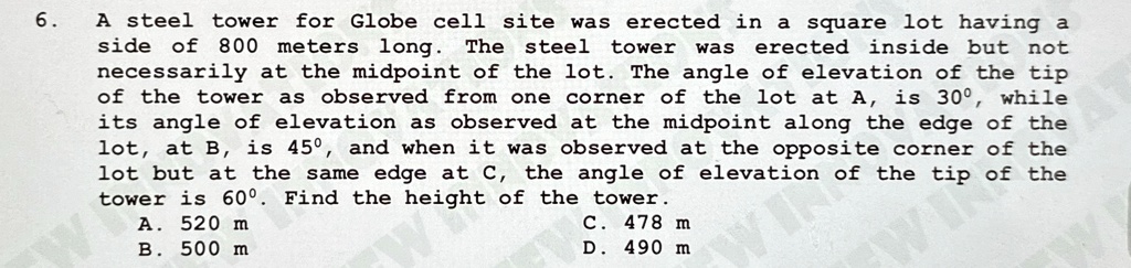 a steel tower for globe cell site was erected in a square lot having a ...