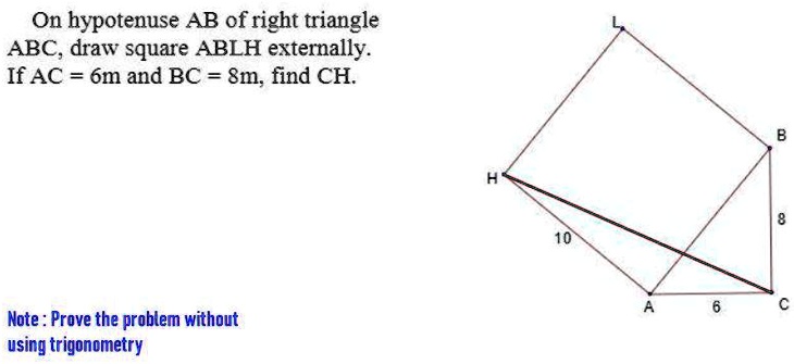 On hypotenuse AB of right triangle ABC, draw square ABLH externally. If ...