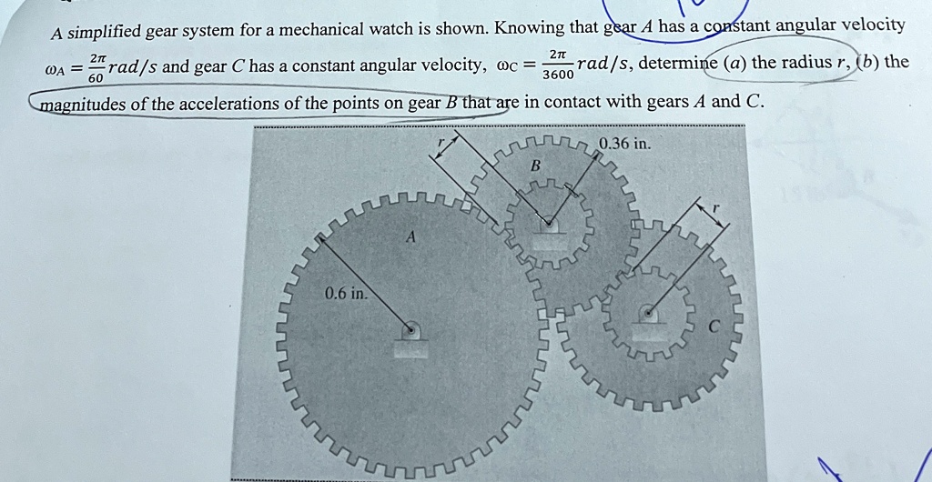 [GET ANSWER] a simplified gear system for a mechanical watch is shown ...