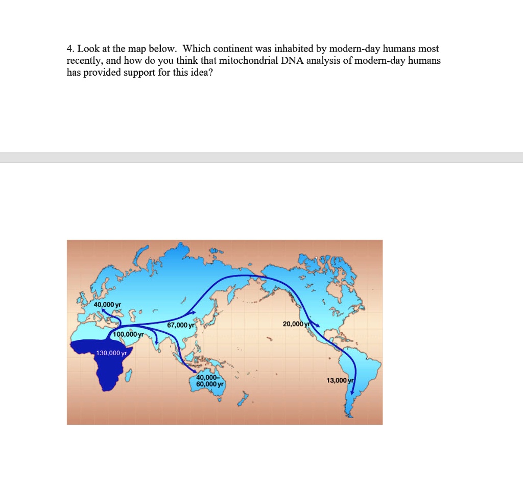 SOLVED: 4. Look at the map below. Which continent was inhabited by ...