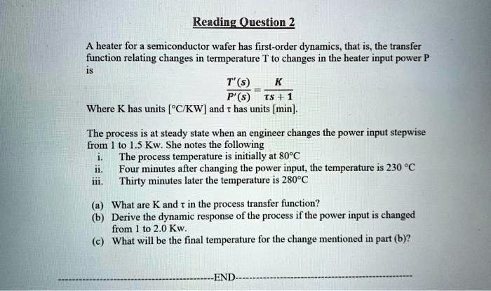 SOLVED: Reading Question 2 A heater for a semiconductor wafer has first ... SOLVED: Reading Question 2 A heater for a semiconductor wafer has first ...