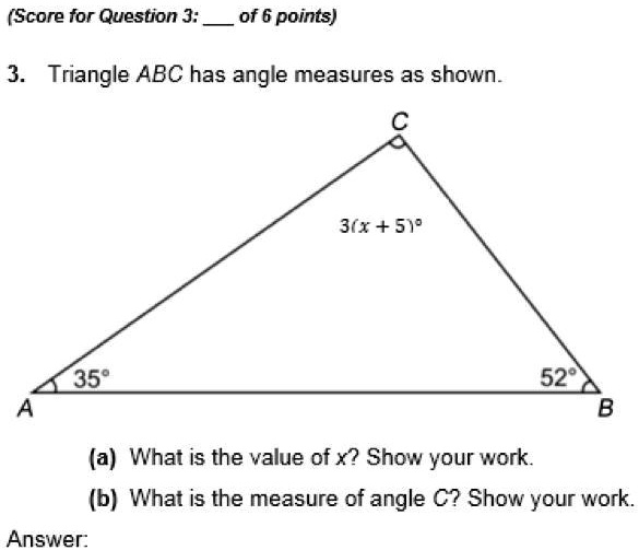 SOLVED: "HELP ASAP!!!!!! Tringle ABC has angle measures as shown. (a ...