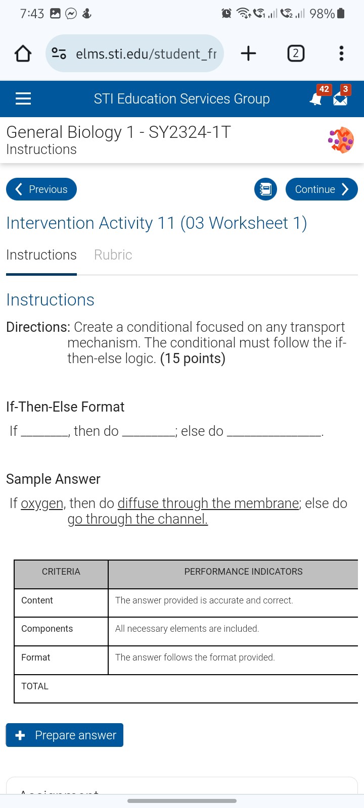 SOLVED: 7: 43 ⊗Θ (6) ?-o elms.sti.edu/studentfr STI Education Services ...