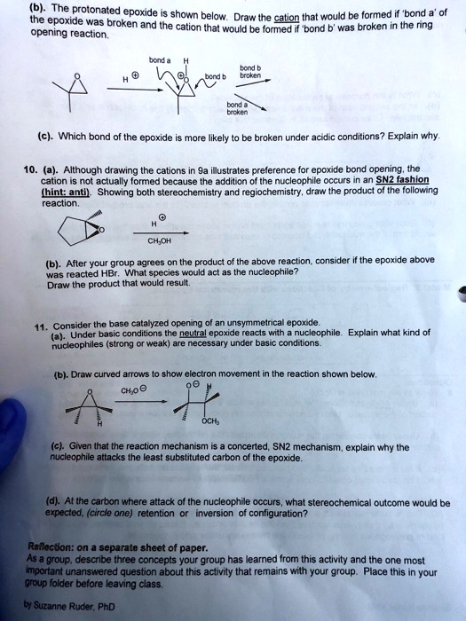 SOLVED: The protonated epoxide shown below: Draw the cation that would ...
