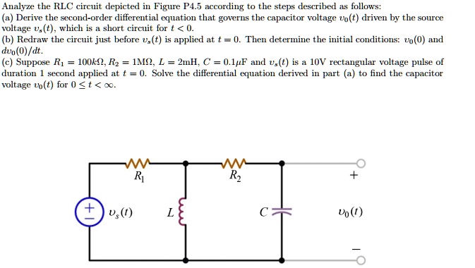 SOLVED: Analyze the RLC circuit depicted in Figure P4.5 according to ...