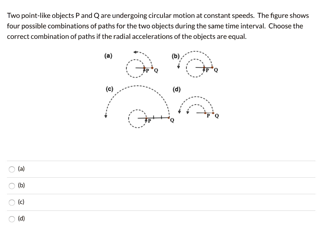 Two point-like objects P and Q are undergoing circular motion at ...
