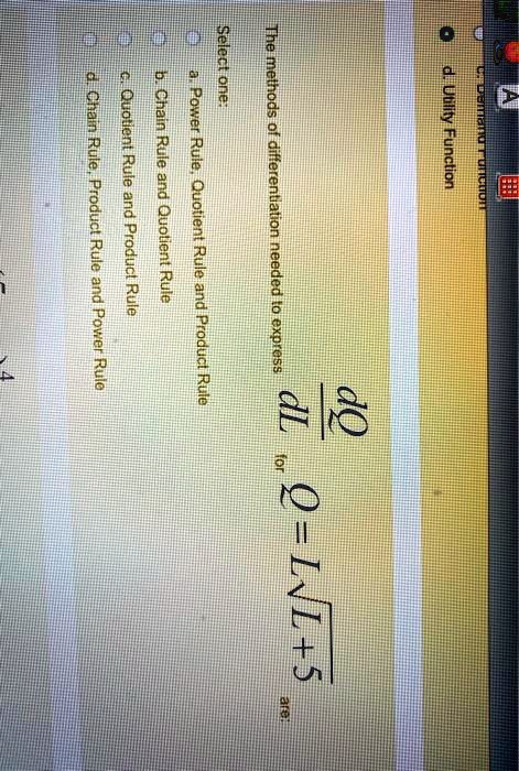 Selectone Bchain Rule And Quotient Rule Dutility Function D Chain Ruleproduct Rule And Power