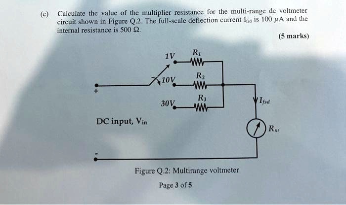 SOLVED: c) Calculate the value of the multiplier resistance for the multi-range DC voltmeter ...