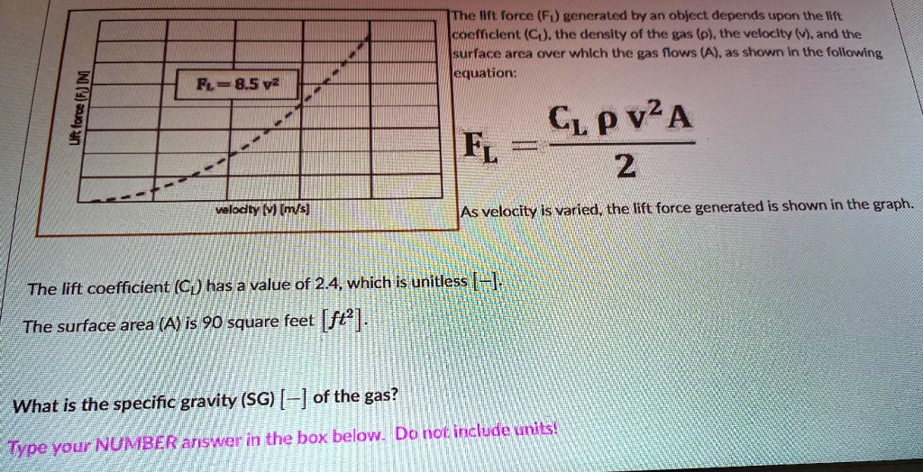 SOLVED: The lift force (F) generated by an object depends upon the lift ...
