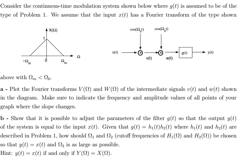 SOLVED: Consider the continuous-time modulation system shown below ...
