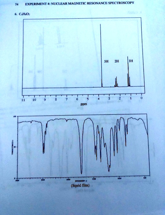 74 EXPERIMENT 4: NUCLEAR MAGNETIC RESONANCE SPECTROSCOPY 6. C 4 H 8 O 3H 2H 3H 11 10 9 8 7 6 5 4 ...