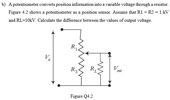 SOLVED: A potentiometer converts position information into variable ...