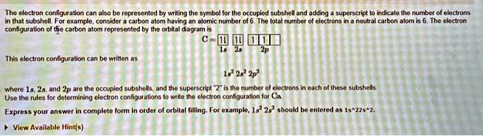 SOLVED: The electron configuration can also be represented by writing the symbol for the ...
