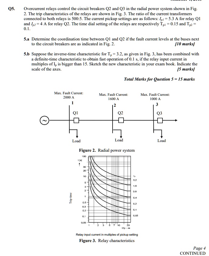 Q5. Overcurrent relays control the circuit breakers Q2 and Q3 in the ...