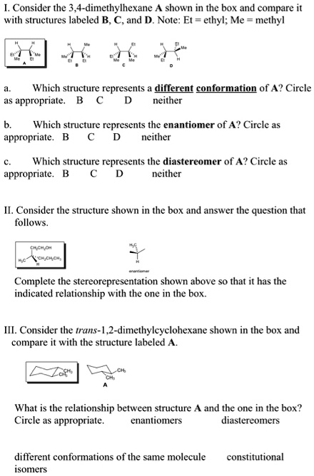 SOLVED: Consider the 3,4-dimethylhexane shown in the box and compare ...