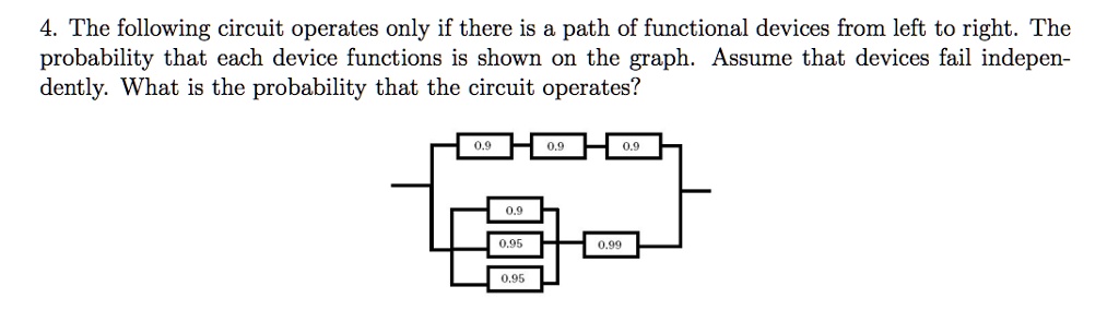 SOLVED: The following circuit operates only if there is a path of ...